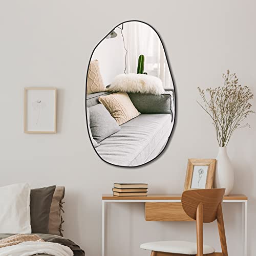 CASSILANDO Irregular Asymmetrical Mirror Wall Mounted, Unique Vanity Mirror,Shaped Dressing Mirror Decorative for Living Room, Bathroom, Bedroom, Entryway Wall Decor, 33.5"×20.5"