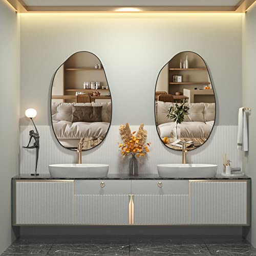 CASSILANDO Irregular Asymmetrical Mirror Wall Mounted, Unique Vanity Mirror,Shaped Dressing Mirror Decorative for Living Room, Bathroom, Bedroom, Entryway Wall Decor, 33.5"×20.5"