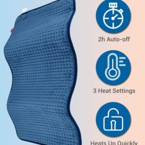 Comfytemp Heating Pad for Back Pain Relief - Extra Large Heating Pads with Auto Shut Off, XL Heating Pad 17''x 33'', Electric Fast Heat Pad for Neck/Shoulder/Full Body, 3 Heat Settings