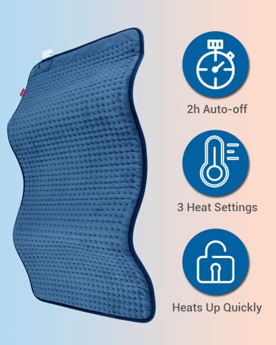 Comfytemp Heating Pad for Back Pain Relief - Extra Large Heating Pads with Auto Shut Off, XL Heating Pad 17''x 33'', Electric Fast Heat Pad for Neck/Shoulder/Full Body, 3 Heat Settings