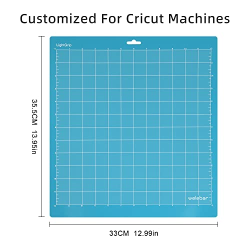 Welebar Cutting Mats for Cricut Maker/Maker3/Explore 3/ Air 2/Air, 4 Pack(12x12 Inch, StandardGrip/LightGrip/StrongGrip/FabricGrip) Replacement Quilting Cutting Mats for Cricut