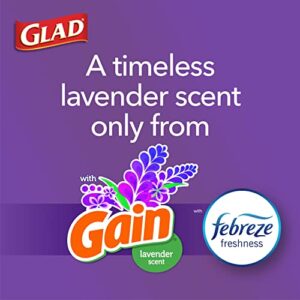 Glad ForceFlex Tall Kitchen Drawstring Trash Bags, 13 Gallon Trash Bag, Gain Lavender with Febreze Freshness, 110 Count