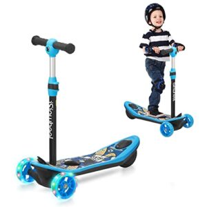 isinwheel mini electric scooter for kids ages 3-12, 3-wheel electric scooter for toddler boys/girls, electric kick scooter for kids with long battery life, flashing led wheels, 3 adjustable height