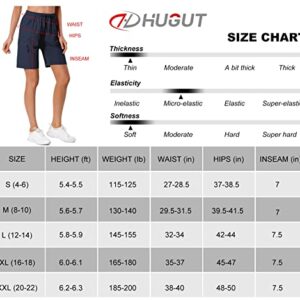 Women's Lightweight Hiking Cargo Shorts Quick Dry Athletic Shorts for Camping Travel Golf with Zipper Pockets Water Resistant Navy