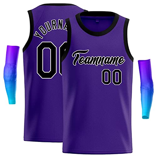 Custom Basketball Jersey Stitched or Printed Personalized Team Uniform Tank Top for Men/Kids Purple