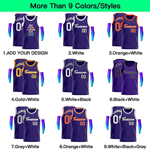 Custom Basketball Jersey Stitched or Printed Personalized Team Uniform Tank Top for Men/Kids Purple