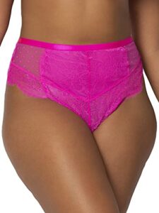 smart & sexy women's mesh & lace high waisted thong, medium pink, x-large