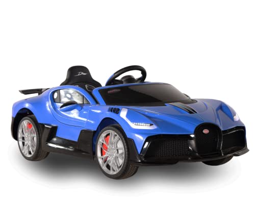 Bugatti Divo - Blue- Dual Motor Electric Power Ride On Car W/Parental Remote, MP3, Aux Cord, Bluetooth, Led Headlights, and Premium Wheels- by First Drive (Blue)