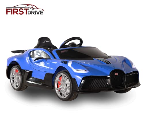 Bugatti Divo - Blue- Dual Motor Electric Power Ride On Car W/Parental Remote, MP3, Aux Cord, Bluetooth, Led Headlights, and Premium Wheels- by First Drive (Blue)