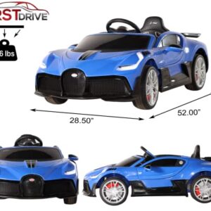 Bugatti Divo - Blue- Dual Motor Electric Power Ride On Car W/Parental Remote, MP3, Aux Cord, Bluetooth, Led Headlights, and Premium Wheels- by First Drive (Blue)