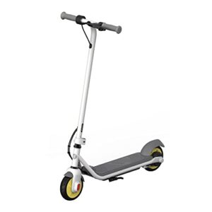 segway ninebot ekickscooter zing c8, electric kick scooter for kids, teens, boys and girls, lightweight and foldable, light grey & yellow