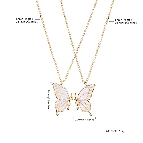 Friendship Necklace 2 Best Friend Friendship Gifts for Women Friends, Butterfly Matching Bestie BFF Necklace Gifts for Girls Women Friends Female Long Distance Birthday Christmas Valentines Day Gifts (Gold)