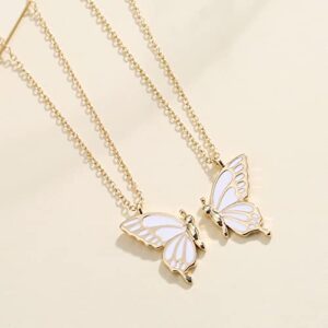 Friendship Necklace 2 Best Friend Friendship Gifts for Women Friends, Butterfly Matching Bestie BFF Necklace Gifts for Girls Women Friends Female Long Distance Birthday Christmas Valentines Day Gifts (Gold)