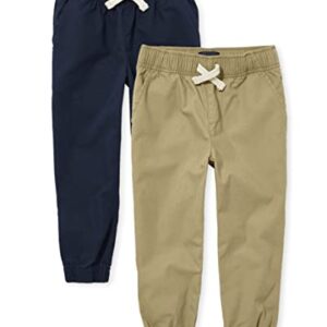 The Children's Place Boys' Stretch Pull on Jogger Pants, Flax/Tidal 2-Pack, 8