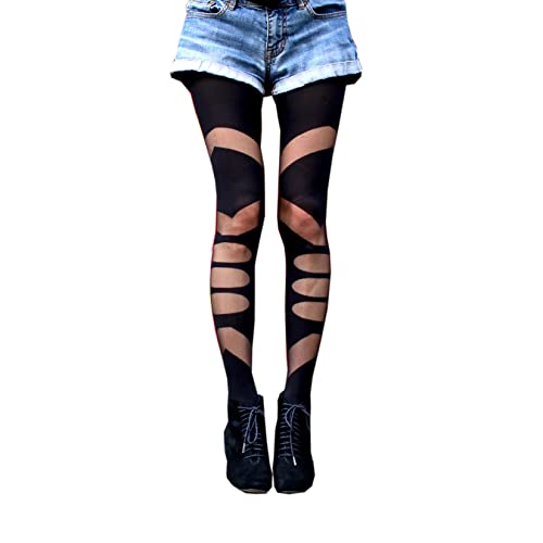 Millennials In Motion Y2K Patterned Tights Sheer Stockings Apocalyptic Alt Dark Fairy Grunge Goth Lolita (One Size, Cyberpunk)