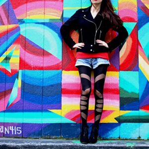 Millennials In Motion Y2K Patterned Tights Sheer Stockings Apocalyptic Alt Dark Fairy Grunge Goth Lolita (One Size, Cyberpunk)