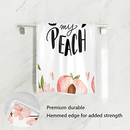 Bolaz Hand Towels Bath Towels for Bathroom Washcloths Face Cloths Cotton Peach Floral Decorative Absorbent Soft 30x15in