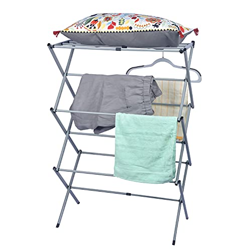 Finnhomy Pre-Assembled Clothes Drying Rack, Drying Rack Clothing, Expandable Laundry Drying Rack, Towel Rack for Indoor and Outdoor Use, 41.3" x 29.5" x 15", Grey