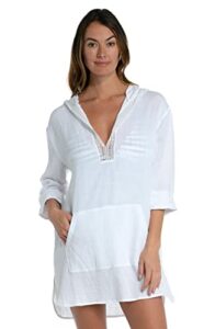 la blanca womens hooded dress swimsuit swimwear cover up, white/seaside covers, small us