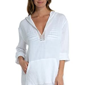 La Blanca Womens Hooded Dress Swimsuit Swimwear Cover Up, White/Seaside Covers, Small US