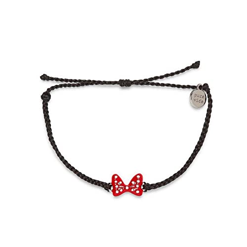 Pura Vida Disney Minnie Mouse Enamel Bow Bracelet - Adjustable Band, 100% Waterproof - Black