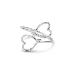 pura vida silver plated heart wire statement wrap ring - brass base band, rhodium plating - size 5