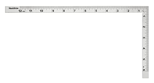 Liquidraw 150 x 300 mm Stainless Steel L Shape Square Ruler Double Sided Right Angle Metal Ruler for Cutting Sewing with Metric & Imperial Measuring for Engineers & Architects