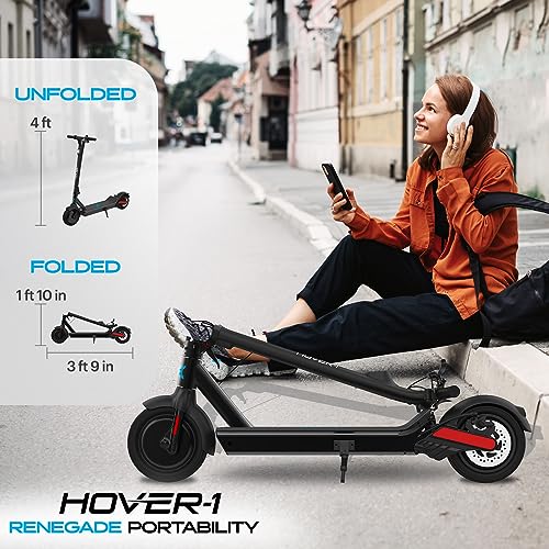 Hover-1 Renegade Electric Scooter, 18MPH, 33 Mile Range, Dual 450W Motors, 7HR Charge, LCD Display, 10 Inch High-Grip Tires, 264LB Max Weight, Black