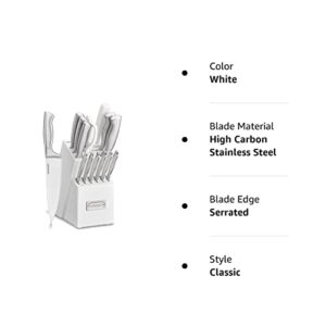 Cuisinart C77SS-15PK 15-Piece Stainless Steel Hollow Handle Block Set, Glossy White