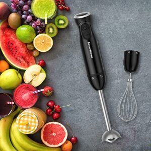 Bonsenkitchen Immersion Blender Handheld, 12-Speed and Turbo Hand Blender Electric with Sharp Blades, 3-In-1 Hand Held Stick Blender with Egg Whisk, 24oz Beaker for Soups, Smoothies, Sauce