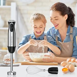 Immersion Hand Blender, 2-in-1 Multi-Purpose 500W Handheld Blender with Whisk, 20-Speed and Turbo Mode, 304 Stainless Steel Stick Blender for Smoothies, Puree Baby Food and Soups