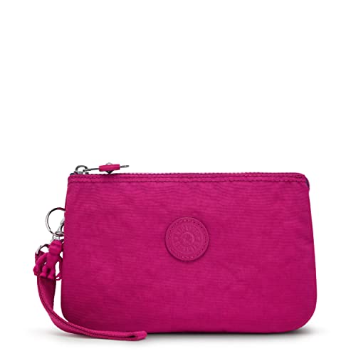 Kipling Women’s Creativity Extra Large Wristlet, Versatile Cosmetics Kit, Lightweight Nylon Travel Organizer, Pink Fuchsia