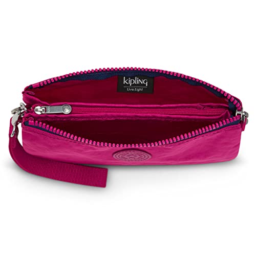 Kipling Women’s Creativity Extra Large Wristlet, Versatile Cosmetics Kit, Lightweight Nylon Travel Organizer, Pink Fuchsia