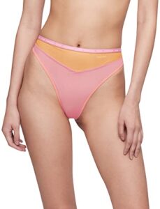 calvin klein women's ck one sheer pride high waist tanga, orange juice, large