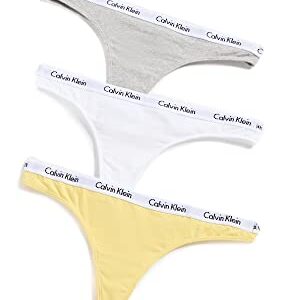 Calvin Klein Underwear Women's Carousel Thong Pack, Lime/White/Grey Heather-925, XS