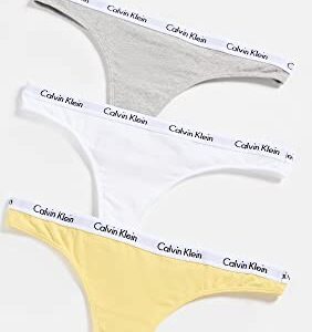 Calvin Klein Underwear Women's Carousel Thong Pack, Lime/White/Grey Heather-925, XS