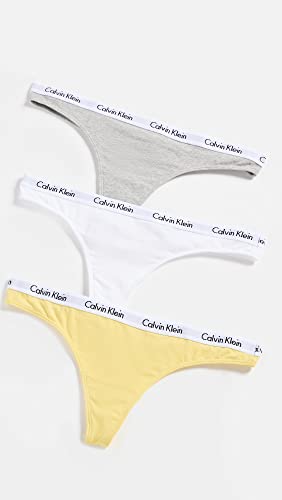 Calvin Klein Underwear Women's Carousel Thong Pack, Lime/White/Grey Heather-925, XS