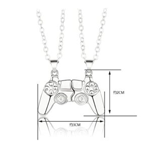 Magnet Game Controller Necklace Couple Matching Pendant Necklace for Men Women Friendship Necklace for Best Friends Magnet Game Console Handle Necklace Sister Necklace Street Hiphop Jewelry (Gold)