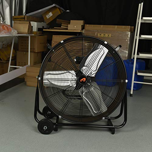 Aain 24" High Velocity Industrial Floor Fan, 2 Speed Air Circulation Standing, Rolling Drum Shop Blower For Garage, Warehouse, Patio, Factory and Basement with Wheel, Black, (AA011B)