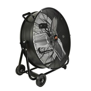 Aain 24" High Velocity Industrial Floor Fan, 2 Speed Air Circulation Standing, Rolling Drum Shop Blower For Garage, Warehouse, Patio, Factory and Basement with Wheel, Black, (AA011B)