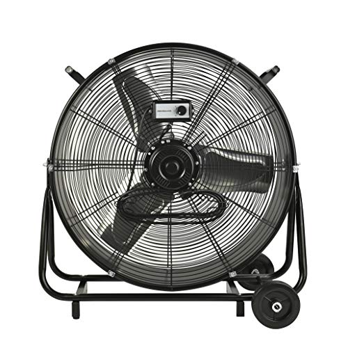 Aain 24" High Velocity Industrial Floor Fan, 2 Speed Air Circulation Standing, Rolling Drum Shop Blower For Garage, Warehouse, Patio, Factory and Basement with Wheel, Black, (AA011B)