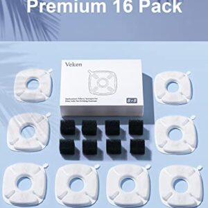 Veken 8 Pack Replacement Filters & 8 Pack Replacement Pre-Filter Sponges for 67oz, 95oz and 135oz Automatic Pet Fountain Cat Water Fountain Dog Water Dispenser