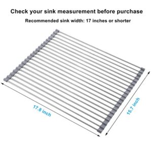 Seropy Roll Up Dish Drying Rack Over The Sink Dish Drainer for Kitchen Sink 17.5 x 15.7 Inch and Clothes Drying Racks for Laundry Foldable 10 Clips 6 Pack Sock Hanger