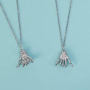 noveltyera Pinky Promise Matching Couple Necklaces Best Friend Necklaces 2 Pieces for Boyfriend Girlfriend Jewelry Gift (Skeleton Hands)