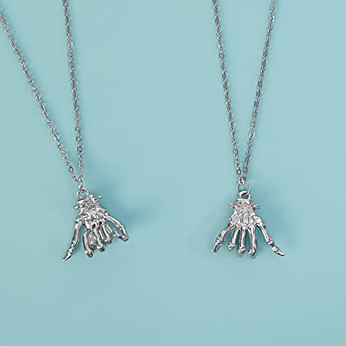 noveltyera Pinky Promise Matching Couple Necklaces Best Friend Necklaces 2 Pieces for Boyfriend Girlfriend Jewelry Gift (Skeleton Hands)