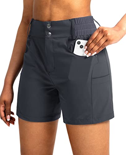 Viodia Women's 5" Hiking Golf Shorts with Pockets High Waist Stretch Cargo Short Shorts for Women Casual Summer Walking Steel Grey