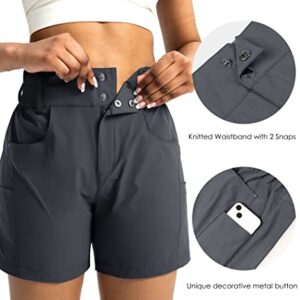 Viodia Women's 5" Hiking Golf Shorts with Pockets High Waist Stretch Cargo Short Shorts for Women Casual Summer Walking Steel Grey