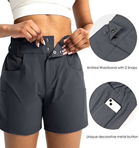 Viodia Women's 5" Hiking Golf Shorts with Pockets High Waist Stretch Cargo Short Shorts for Women Casual Summer Walking Steel Grey