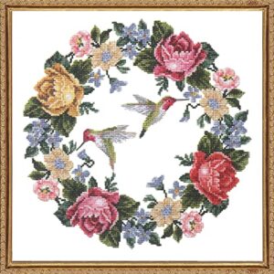 janlynn hummingbird wreath stamped cross stitch kit