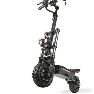 electric kick scooter high power dual drive 5600w motor,up to 50 mph & 60 miles range, 11" vacuum off-road tire, adult electric scooter with foldable seat removable